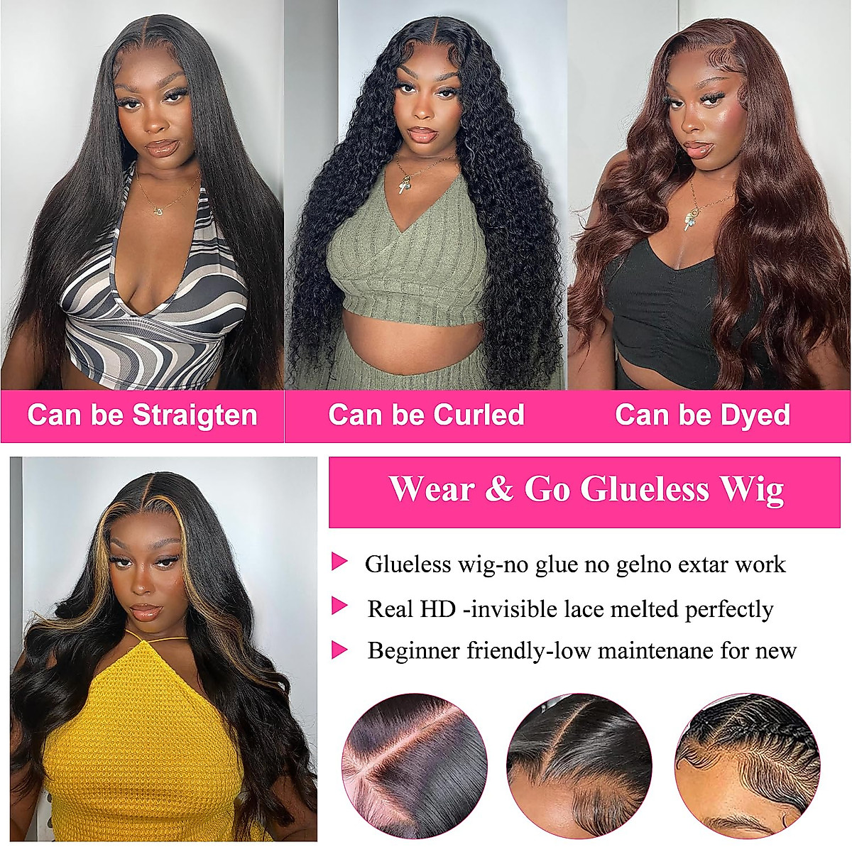 Uveous 26 Inch Glueless Wigs Human Hair Pre Plucked/Cut Wear and Go Wig 180 Density 5x5 Hd Lace Closure Wigs Human Hair Body Wave Hd Lace Front Wigs for Women Frontal Wigs