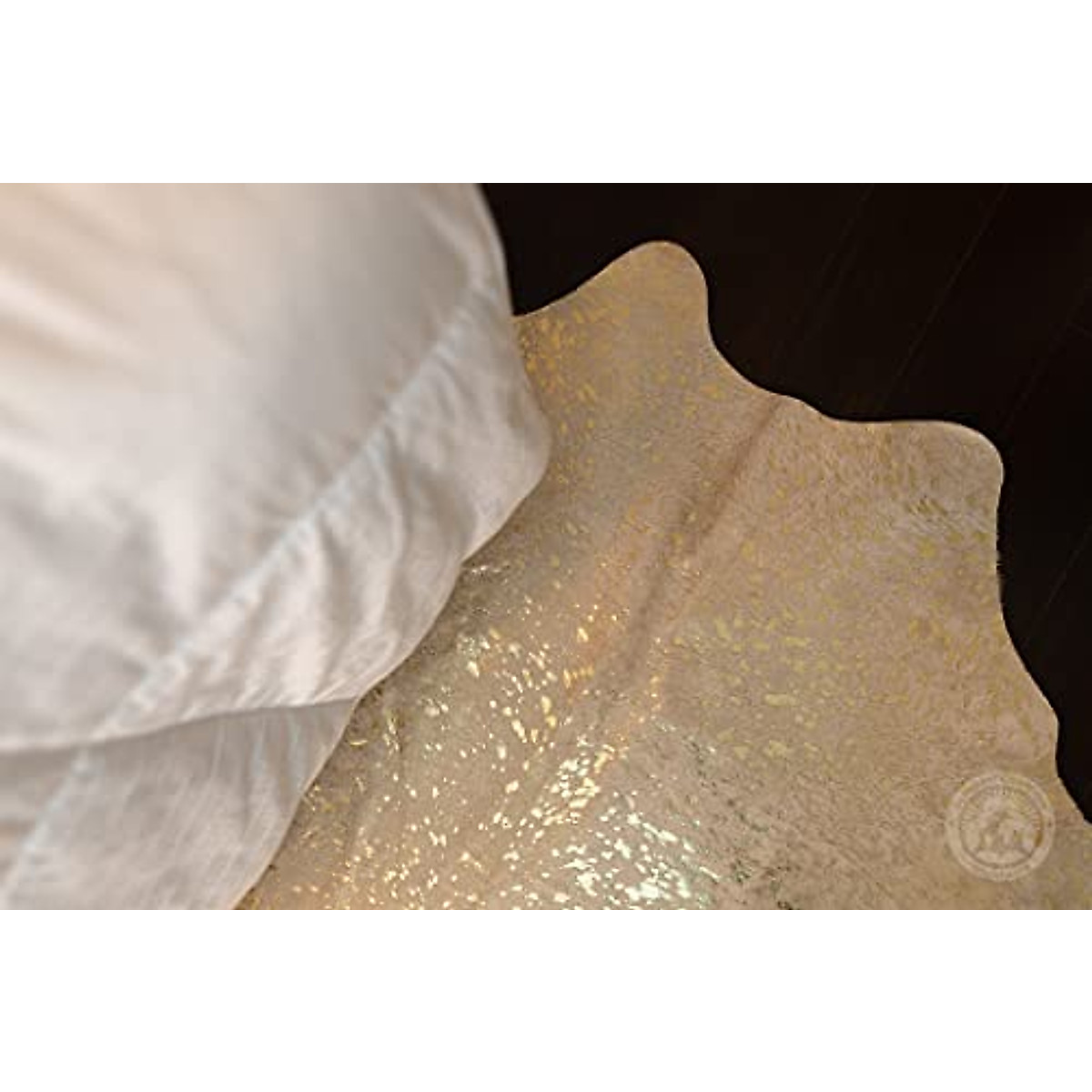 Genuine Metallic Gold on Off White Cowhide Rug 6 x 8 ft. 180 x 240 cm