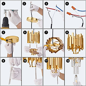 Faibra Gold Crystal Pendant Light 1-Light Mini Modern Luxury Crystal Pendant Light for Dining Room, Bedroom, Kitchen, Living Room