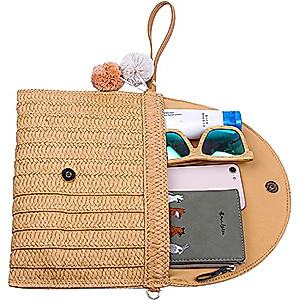 Freie Liebe Straw-Purses for Women Summer Woven Crossbody-Bags Clutch Purses