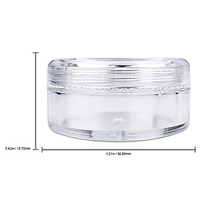 50 New Empty 5 Grams Acrylic Clear Round Jars - BPA Free Containers for Cosmetic, Lotion, Cream, Makeup, Bead, Eye shadow, Rhinestone, Samples, Pot, 5g/5ml (Clear Lid (50 Jars)