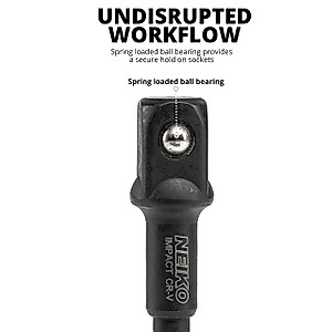 NEIKO 00254A Impact Socket Adapter and Magnetic Bit Holder, 7-Piece Set, 1/4" Hex Shank with 1/4, 3/8, 1/2-Inch Drive, Socket Adapter Extension Set 6" Long, Cr-V Steel, Power Drills & Impact Drivers