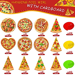 Yuefunny 72 Pcs Pizza Party Hanging Swirl Decorations Pizza Hanging Swirls Themed Decor Pizza Party Decorations for Ceiling Pizza Themed Birthday Decorations Food Themed Decor Baby Shower Supplies