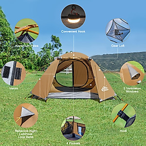 Camppal 2-3 Person Tent Backpacking Tent, Waterproof Windproof 4 Season Tent for Camping, Easy Setup Two Person Tent for Backpacking, Hiking, Hunting, Motor Cycling & Biking