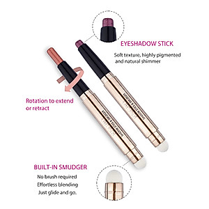 Enfuntins Cream Eyeshadow Stick, Eyeshadow Pencil with Soft Smudger, Long Lasting Eyeshadow Stick, (09 Orchid Shimmer)