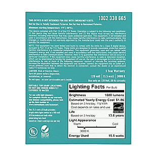 (8-Pack) EcoSmart LED Dimmable 100-Watt Bright White Light Bulb, A19, 1680-Lumen, 3000K, E26 Base