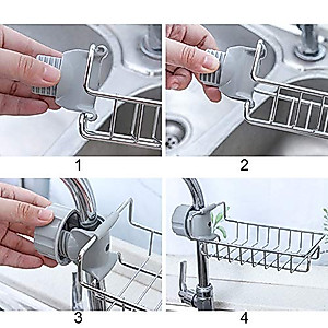 Sink Caddy Organizer, Stainless Steel Faucet Storage Rack Sponge Holder for Kitchen Accessories(Silver)