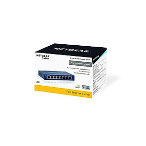 NETGEAR 8-Port Fast Ethernet 10/100 Unmanaged Switch (FS108) - Desktop and ProSAFE Lifetime Protection