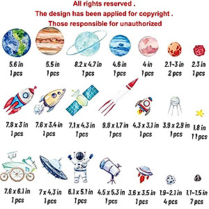 Glow in The Dark Planet and Space Solar System Wall Stickers,Glow in The Dark Stars for Ceiling,Galaxy Astronaut Rocket Spacecraft Alien Wall Decals for Boys Toddler Kids Bedroom Nursery Playroom Wall Decor