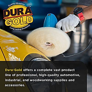 Dura-Gold 3 Pack of 8 Wool Hook & Loop Grip Buffing Pads with a 7" Flexible Edge Backing Plate - Compound Cutting, Polishing - Fits Auto Car Detailing Polisher Sanders - Paint, Boat