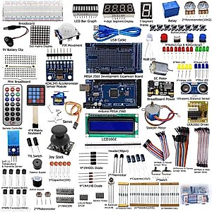 MEGA Starter Kits for Arduino Development Board ATMEGA2560 ATMEGA16U2 Chipset with LCD1602,Servo Motor and Electronic Components