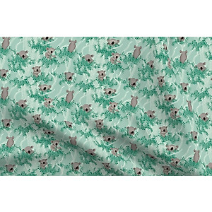 Spoonflower Fabric - Koala Bears Eucalyptus Trees Mint Bear Animal Printed on Petal Signature Cotton Fabric Fat Quarter - Sewing Quilting Apparel Crafts Decor
