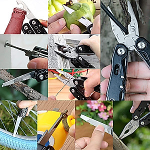 Multitool Knife for Men, Pliers Tools 15 in 1 Multi Tool with Safety Lock Screwdrivers Saw Bottle Opener Durable Sheath Perfect for Camping Survival Hiking