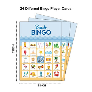 mermermu 5"x7" Beach Bingo Game Cards (24 Kinds), Birthday Party Summer Game, Outdoor Indoor, Hiking, Trip Activities, Family Vacation Travel Bingo, Activity Games -008beach