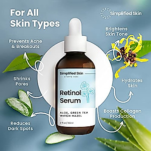 Retinol Serum for Face - Anti Aging Retinol with Hyaluronic Acid Face Serum for Acne Marks and Skin Texture Smoothing Fine Lines & Wrinkles - 2.5% Retinol Facial Serum for Day & Night - 2 Fl Oz
