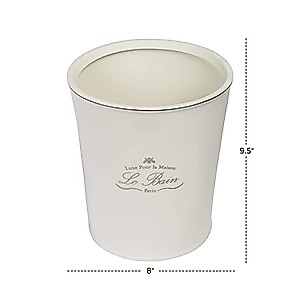 Le Bain Paris Collection by Ben&Jonah Heavy Porcelain Waste Basket (9.5"H x 8" Top Diameter, 7" Bottom Diameter)