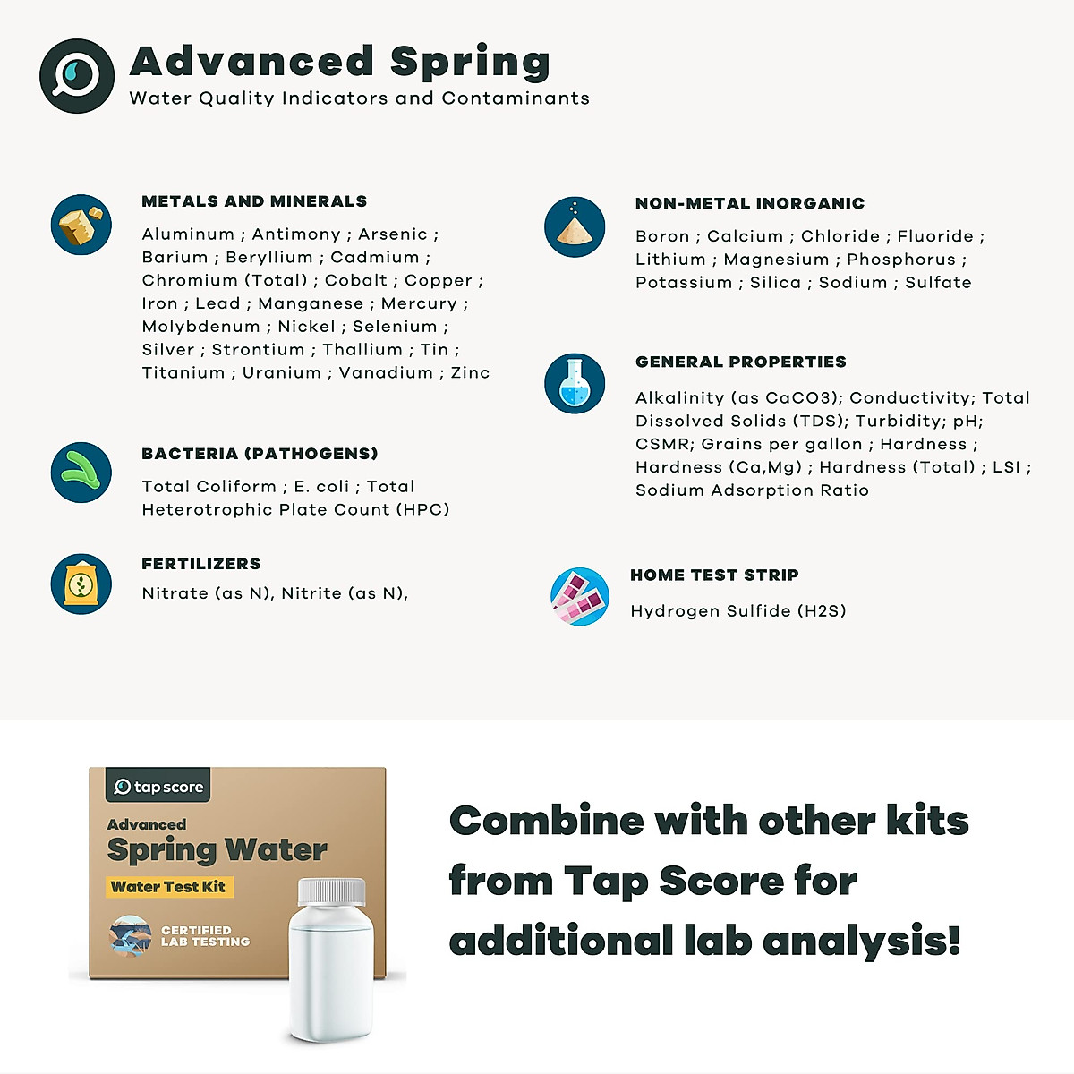 Advanced Spring Water Test Kit | Full Tap Score Report | EPA Certified Drinking Water Labs | #1 Best Home Water Test 2021-24 NYT Wirecutter | 100% Unbiased