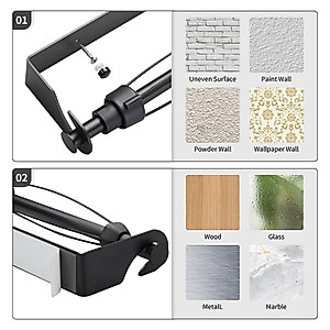 Black Paper Towel Holder Wall Mount,Adhesive or Drilling Paper Towel Holder Under Cabinet for Kitchen,Stainless Steel Hanging Paper Towel Holder