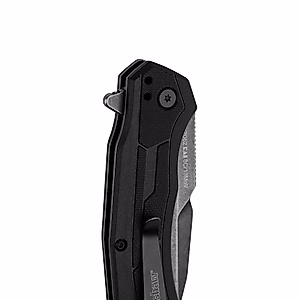 Kershaw Analyst Tanto Pocket Knife, 3.25" 8Cr13MoV Steel Blade, assisted opening, Liner Lock Folder EDC,Black