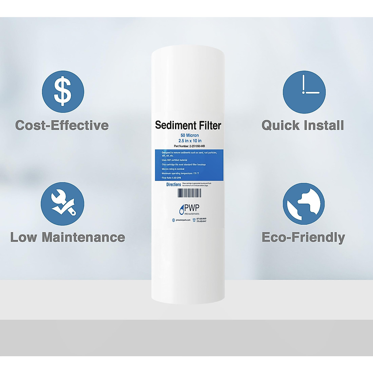 Sediment Melt Blown Water Filters 10x2.5" Standard 50 Micron 25 Pack