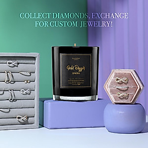 Gold Digger Sparkle Sandlewood & Amber Surprise Candle with Diamond Inside | Foreverwick Candles | Scented Soy Candles Gifts for Women Aromatherapy Candle | All-Natural Organic Soy Candle 14oz | 70h