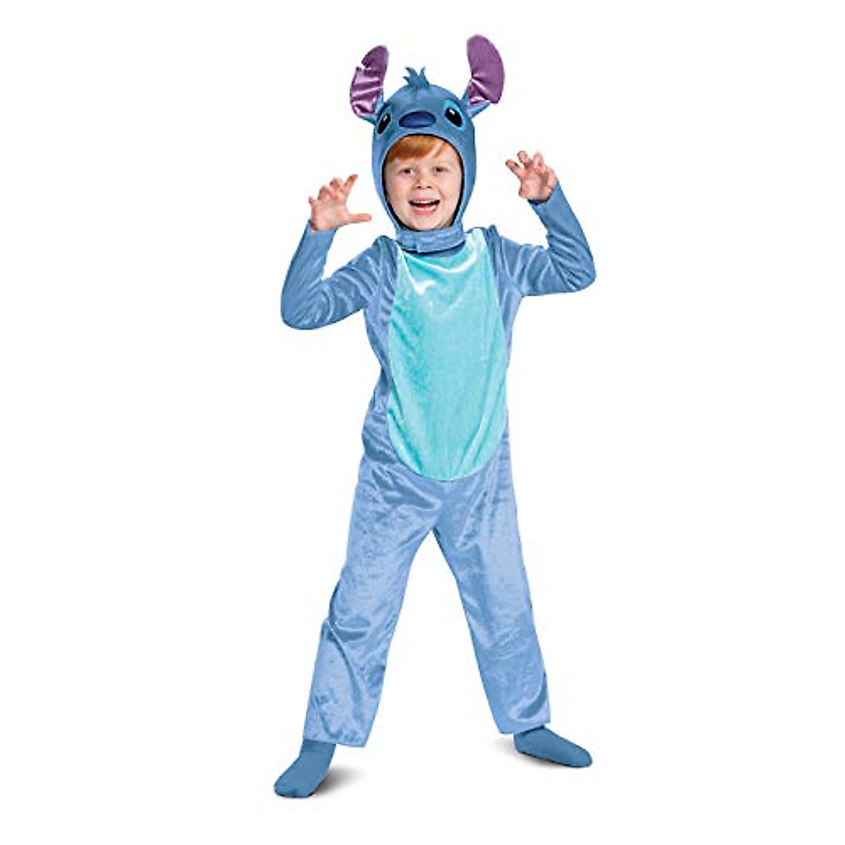 Disguise Stitch Costume for Kids, Officially Lilo and Stitch Costume Jumpsuit and Headpiece, Toddler Size Medium (3T-4T) Multicolored