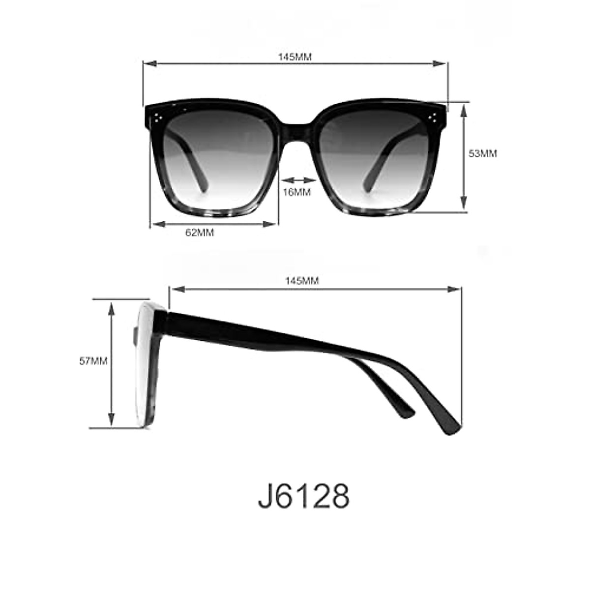 Jessica Simpson Womens J6128 Retro Square Sunglasses With Uv400 Protection. Glam Gifts For Her, 62 Mm, Black Tortoise, 62 Mm US