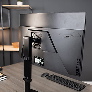 VIVO Pneumatic Free Standing Single Monitor Mount Desk Stand, Tall Height Adjustable Arm for Screens up to 32 inches, Black, STAND-V001V