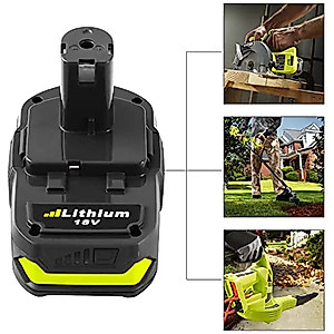 2Packs 18V Battery and Charger Combo for Ryobi 18-Volt Cordless Tools Battery and P118B Charger, Cell9102 18V Battery Capacity Output 3.0Ah