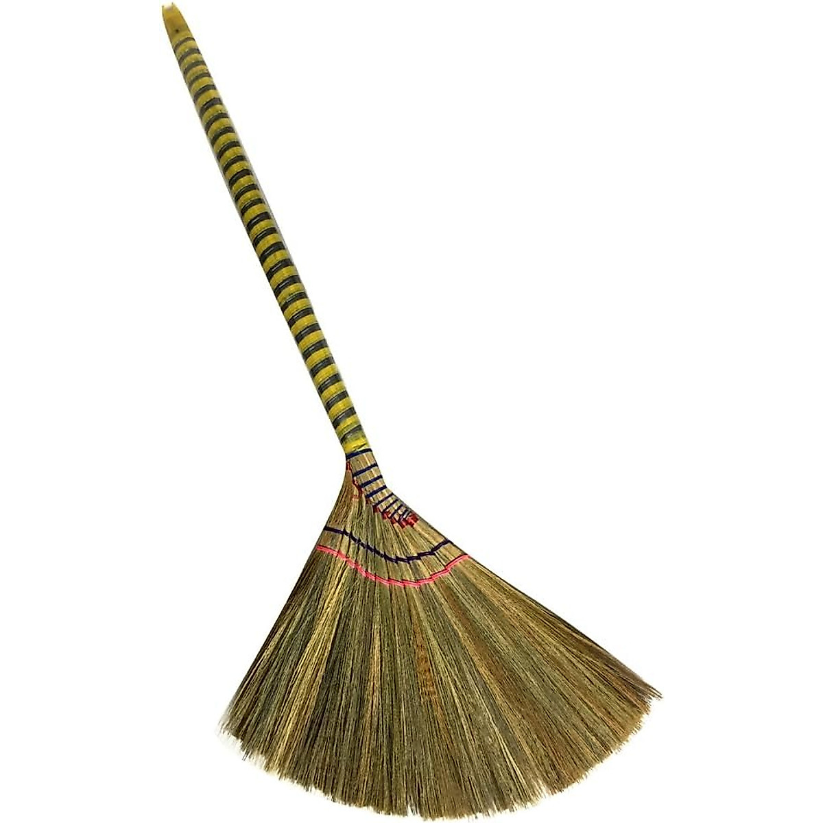 (6 Packs) Traditional Asian Broom Trio - 40" Vietnamese Straw Brooms for Gentle Cleaning