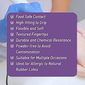 OMELAW Nitrile gloves Large Blue, Pack of 100, Latex Free Powder Free Glove Ambidextrous, Ultra-Strong, Non-Sterile Food Safe