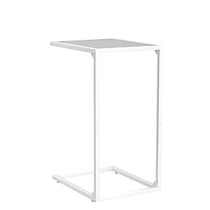 C Shaped End Table Set of 2, Snack Side Table, C Tables for Couch, Couch Tables That Slide Under, for Living Room, Bedroom, White