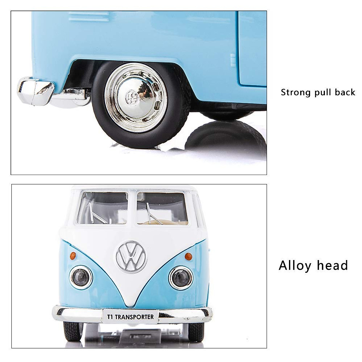 TGRCM-CZ 1/36 Scale Bus Casting Car Model, Zinc Alloy Toy Car for Kids, Pull Back Vehicles Toy Truck for Toddlers Kids Boys Girls Gift (Blue)