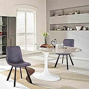 GURLLEU Leather Dining Chairs Set of 4 with Metal Legs, Modern Industrial Kitchen Dining Room Chair, Upholstered Backrest Seat Chairs for Home Kitchen/Living Room, Bedroom, Gray