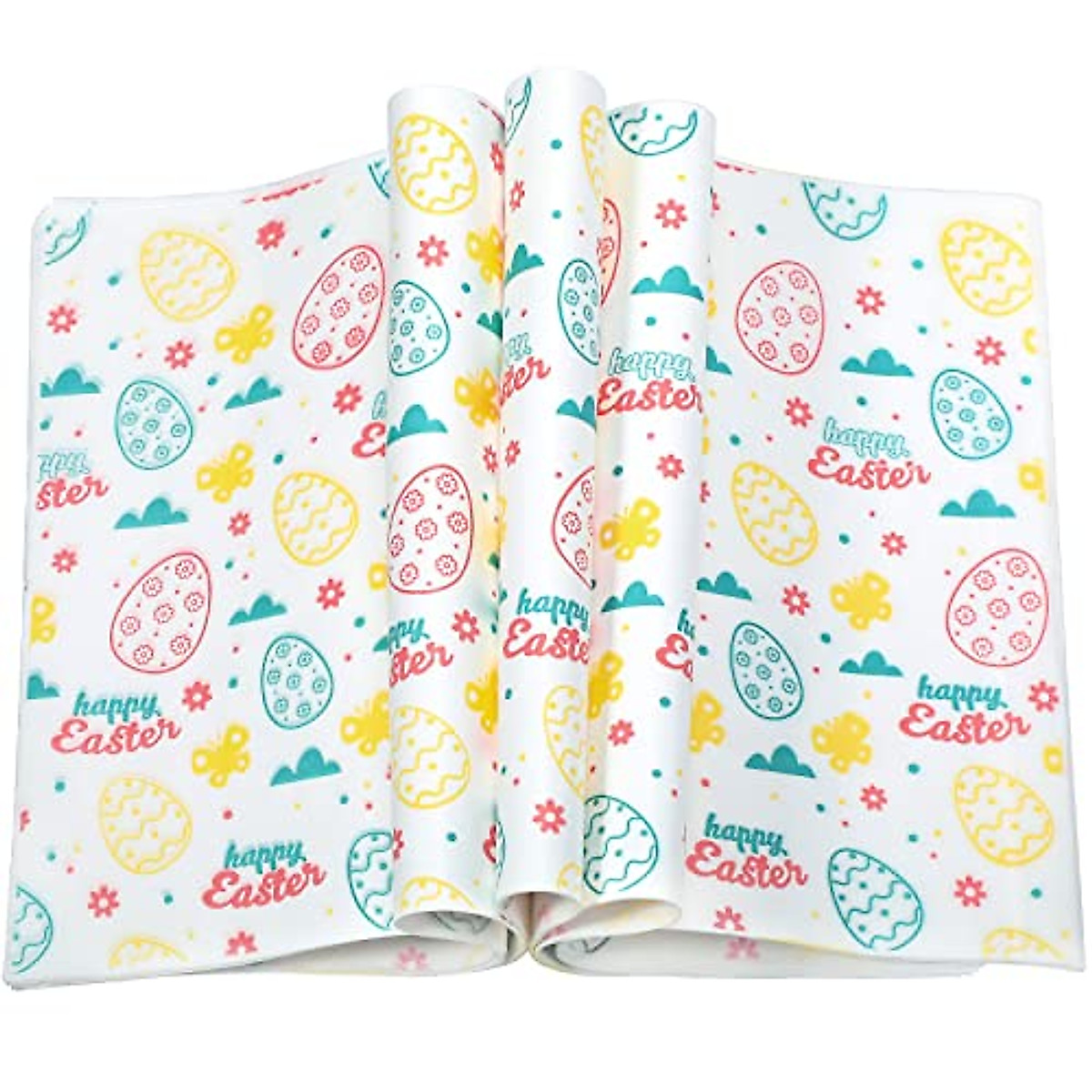 150 Pieces Easter Wax Paper Sheets Wrap Paper Easter Egg Butterfly Grease Resistant Paper Liners Waterproof Paper Food Wrap Wrapping Tissue for Easter Kitchen Handmade Food
