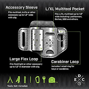 1791 EDC Multitool & Flashlight Holster, Leather EDC Organizer Belt Pouch Fits Multitool, Knife, Flashlight, Keys - Compatible with Heavy Duty Leatherman, Gerber, SOG Multitools - Easy Slide, Brown