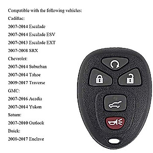 BESTHA Key Fob Keyless Entry Remote OUC60270 OUC60221 15913415 for Chevrolet Suburban Tahoe Traverse GMC Acadia Yukon Saturn Outlook Cadillac Escalade SRX Buick Enclave