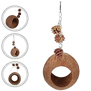 POPETPOP Coconut Shell Nest Bird Bed Bird Nest Tent Parrot Bed Parrot Supply Cage Parrot Hammock Bird Sleeping Tent Parrot Hut Bird Cage Hanging Hammock Bird House Parrot Nest Soft