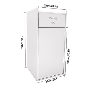 Yellulu Commercial-Grade Trash Receptacle, 27.24Qt Restaurant Fast Food Trash Bin,Wooden Restaurant Trash Can Cabinet | with Tray Top | Swing-Open Door Design | Foldable Canvas Trash Bag | White