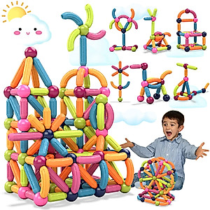 74 PCS Magnetic Balls and Rods Set,Magnetic Building Sticks Blocks Toys,Magnet Educational Toys STEM Toys for Kids,Learning Magnetic Toys for Boys Girls Age 3 4 5 6 7 8+ Years Old Gifts