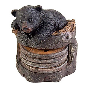 Black Bear Coaster Holder With 4 Coaster Set