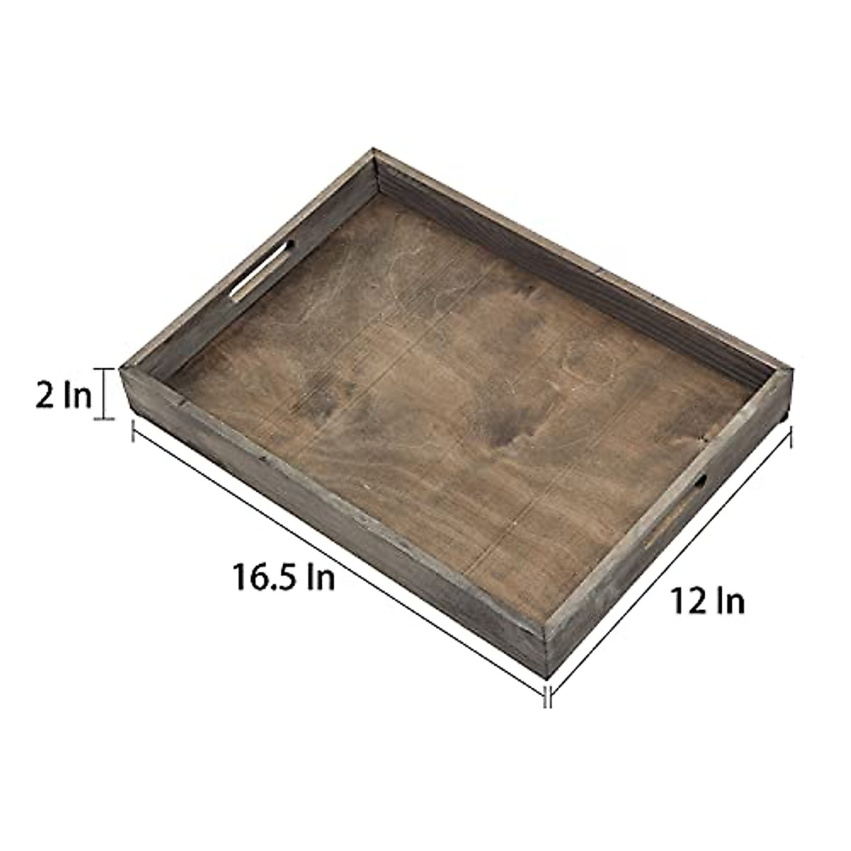 Rustic Distressed Wood Food Breakfast Serving Tray Octagon Serving Tray in Bed with Cutout Carrying Handles Coffee Office Desktop Document Holder Home Kitchen (Rock Grey)