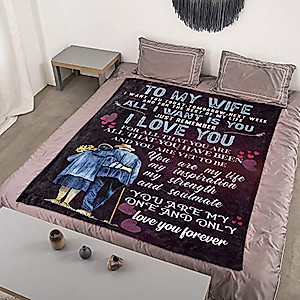 UFOORO Mother Day Birthday Gifts for Wife-Wife Mother Day Birthday Gifts,Wife Blanket,Wife Gifts from Husband,Valentines Day Gifts for Wife 55"x70"