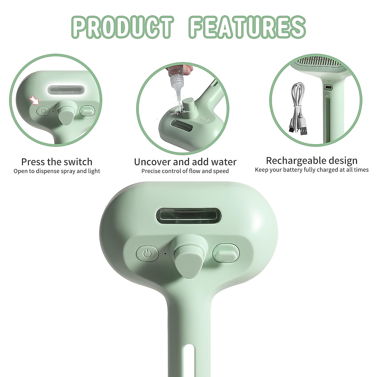 susu & wuwu Spray Cat Brush for Shedding - Water Brush for Cats and Dogs - Pet Hair Removal Comb - Steamy Cat Brush - Sky Blue