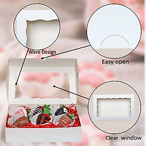 JCXGRVC 50PCS 8x5x2 Inch Chocolate Covered Strawberries Boxes Bakery Boxes with Window for Chocolate Truffle,Donut, Browines Cookies,Cakesickle &Christmas Valentine's Easter Mother's Day