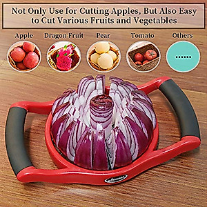 Newness Apple Slicer Corer, 16-Slice [Large Size] Durable Heavy Duty Apple Slicer Corer, Cutter, Divider, Wedger, Integrated Design Fruits & Vegetables Slicer for Apple, Potato, Onion and More, Red