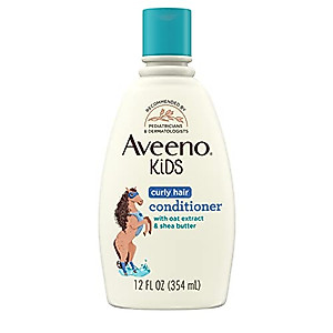 Aveeno Kids Curly Hair Conditioner, Hydrating Conditioner, Kids Curly Hair Products, Oat Extract & Shea Butter, Gentle Scent, 12 fl. oz (Pack of 1)