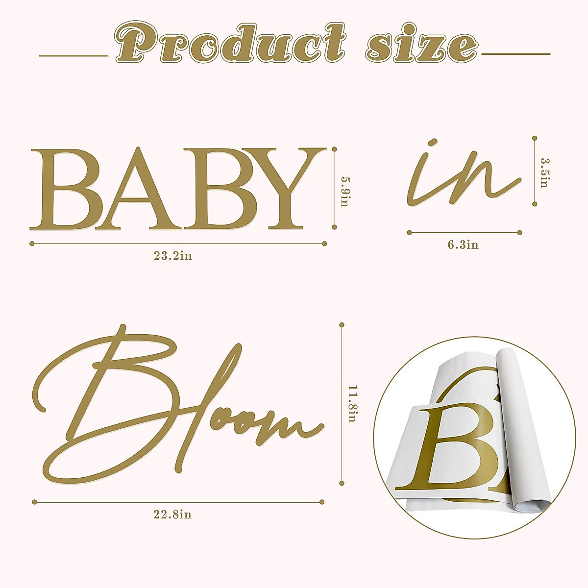 Baby in Bloom Gender Reveal Party Decal Sign - Elegant Wall Decoration for Baby Showers - Guess the Gender, Girl or Boy - Pregnancy Celebration Décor