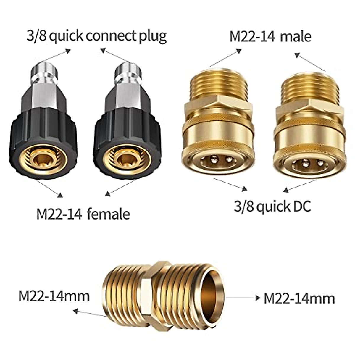 POHIR 100ft Pressure Washer Hose M22 Fittings, 4000 PSI High Pressure Replacement Hose M22 14/15mm Thread, Flexible Extension Hose with 3/8 Quick Connect Adapters for Power Washing