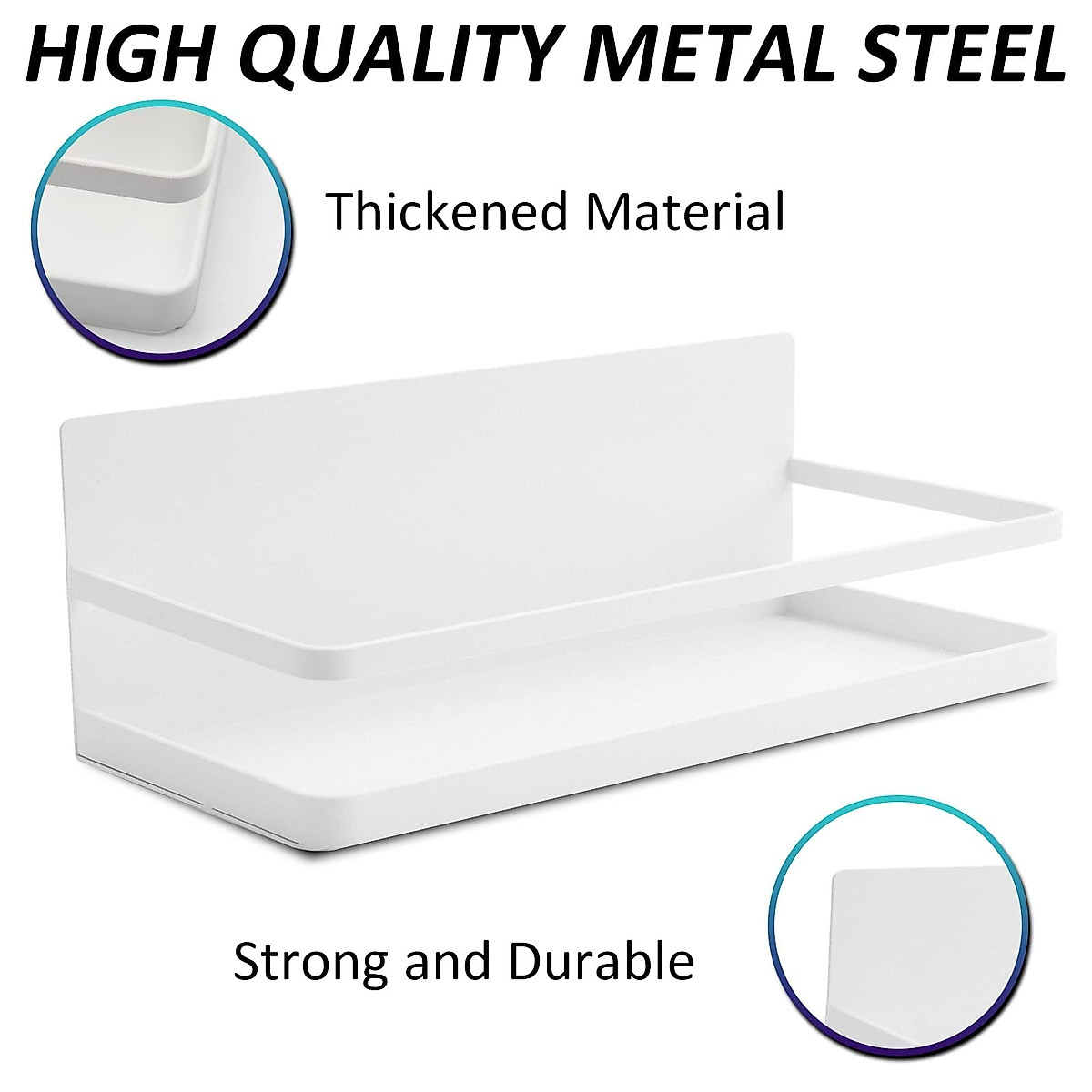 YiaChuii Magnetic Shelves for Refrigerator, Magnetic Spice Racks Fridge Magnets Shelf for Whiteboard with 4 Removable Hooks（2 Pack